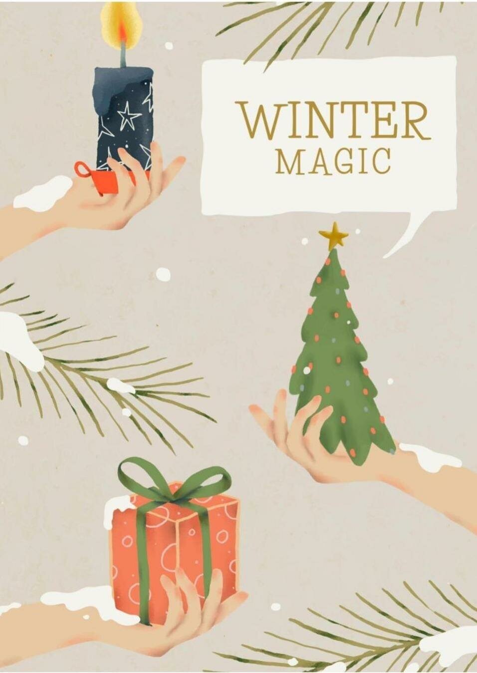 Постер / Плакат / Картина Новый Год - Рождественское поздравление 60х90 см в раме