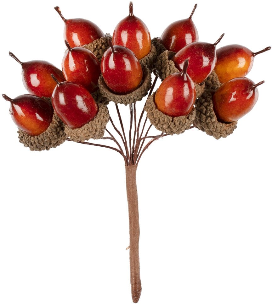 Blumentag VDD-21 Веточка декоративная Желуди, 12 шт, длина 11 см, декор дома и сада