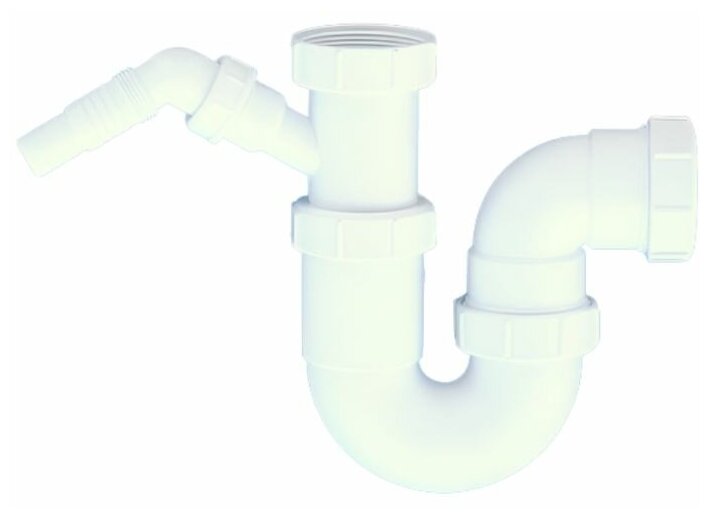 5259W Сифон трубный Р-образный (2х50мм)