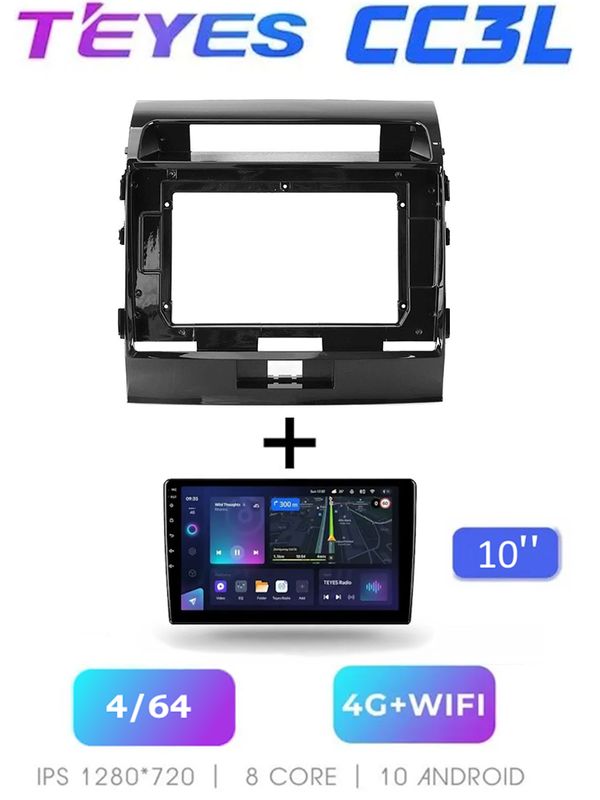 Магнитола Teyes CC3L 4/64 Gb 10 дюймов Toyota Land Cruiser 11 200 2007-2015 F1