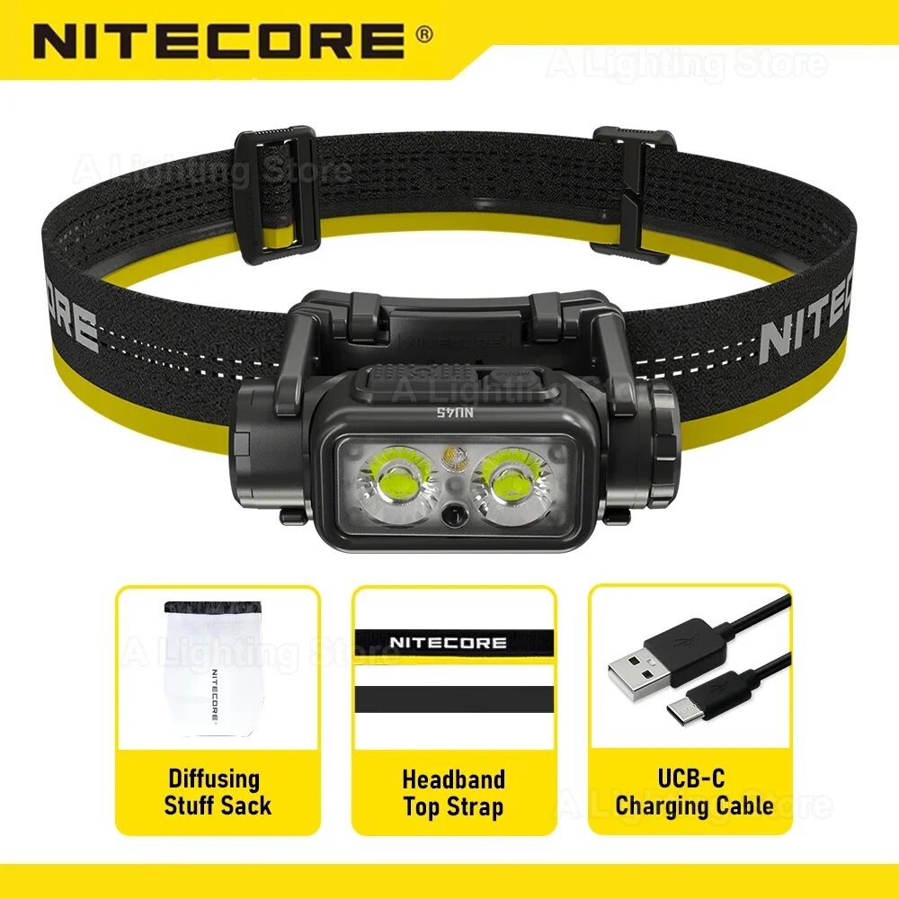 Nitecore NU45 походный налобный фонарь 1700 люмен легкий двухлучевой фонарь для бега перезаряжаемый водонепроницаемый фонарик для кемпинга
