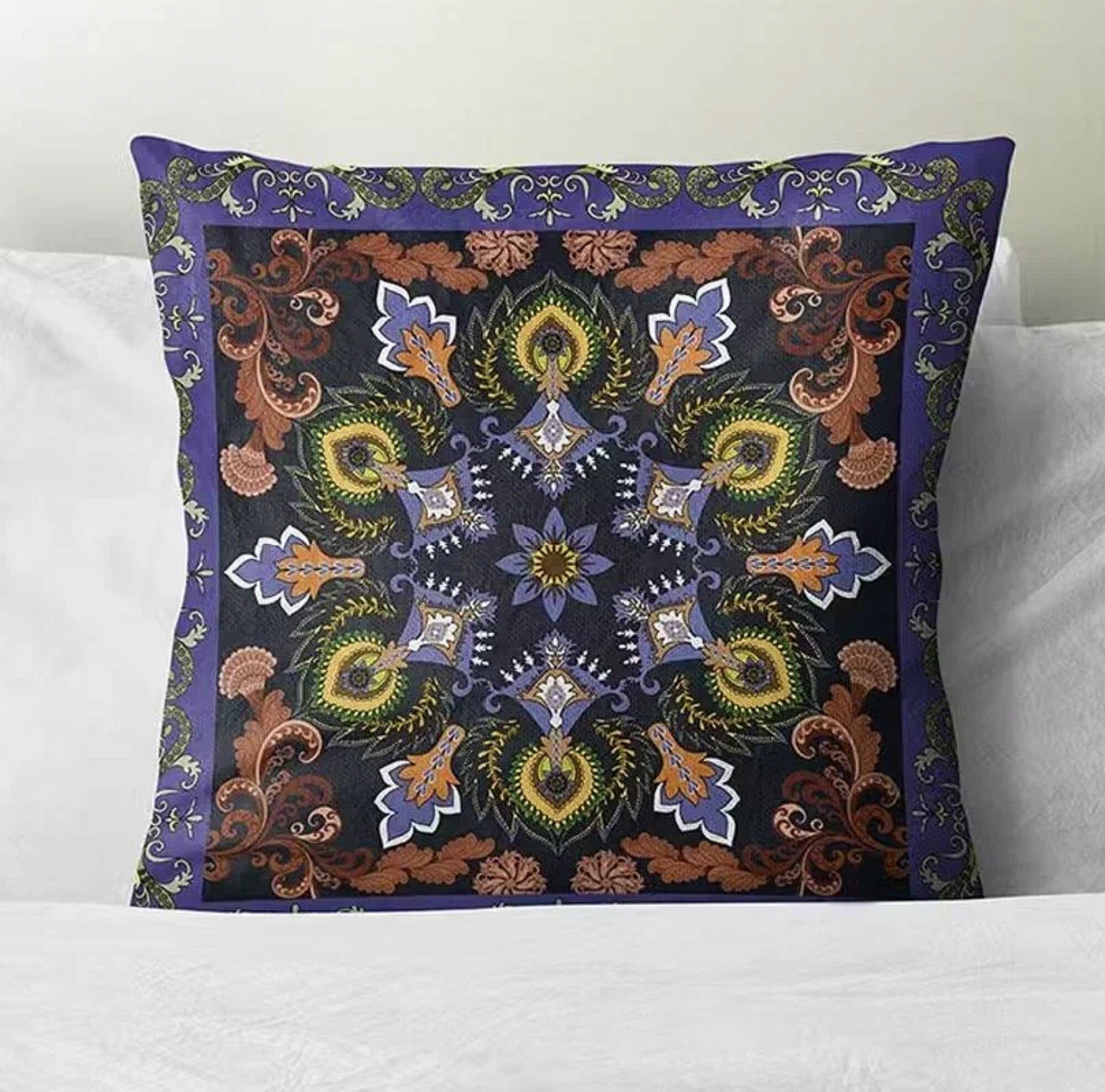Чехол для подушки Марокканские узоры Самоцветы 40х40 велюр