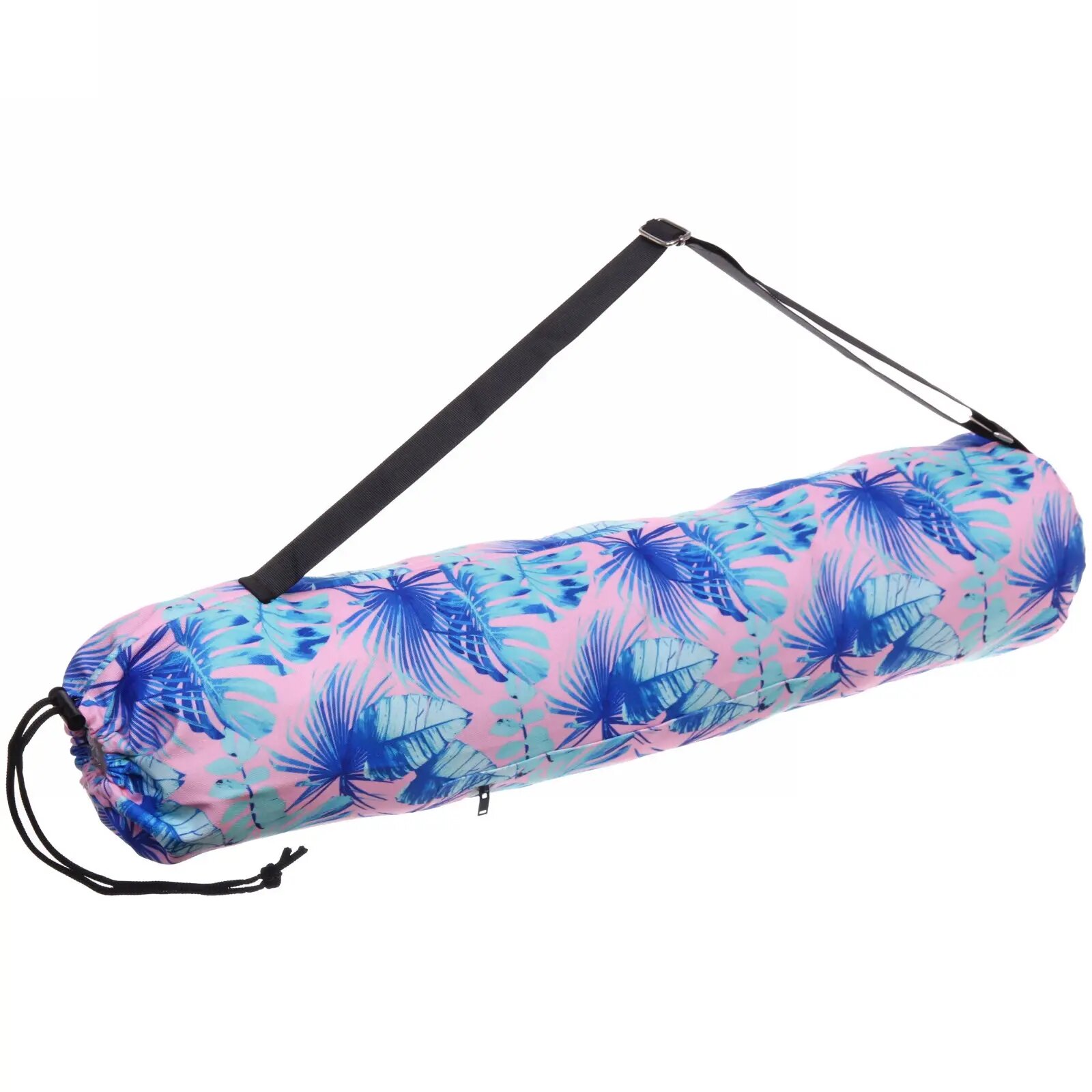 Сумка-чехол «Comfort» для йога-коврика, текстиль, регулируемый ремень, принт "Монстера", розовый