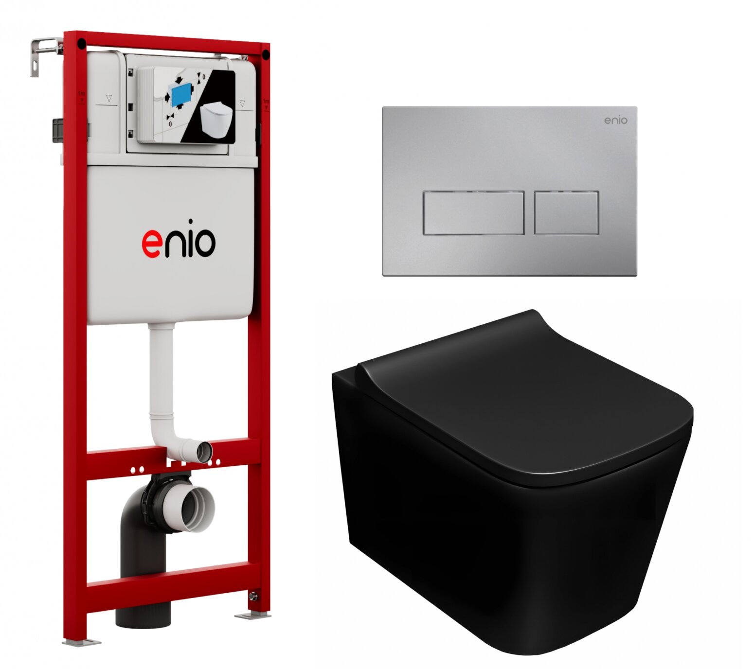 Комплект 3 в 1 инсталляция Enio Profi EN7050050 + Унитаз подвесной Lorne Lambro BL LN5007507 + кнопка хром матовый Linea