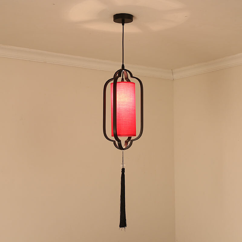 Новая одноголовая маленькая люстра в китайском стиле Дзен черного и красного цветов