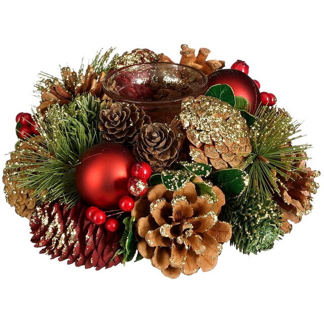 Новогодний подсвечник с шишками Belper - Winter Symphony 17 см, Edelman, 1180499