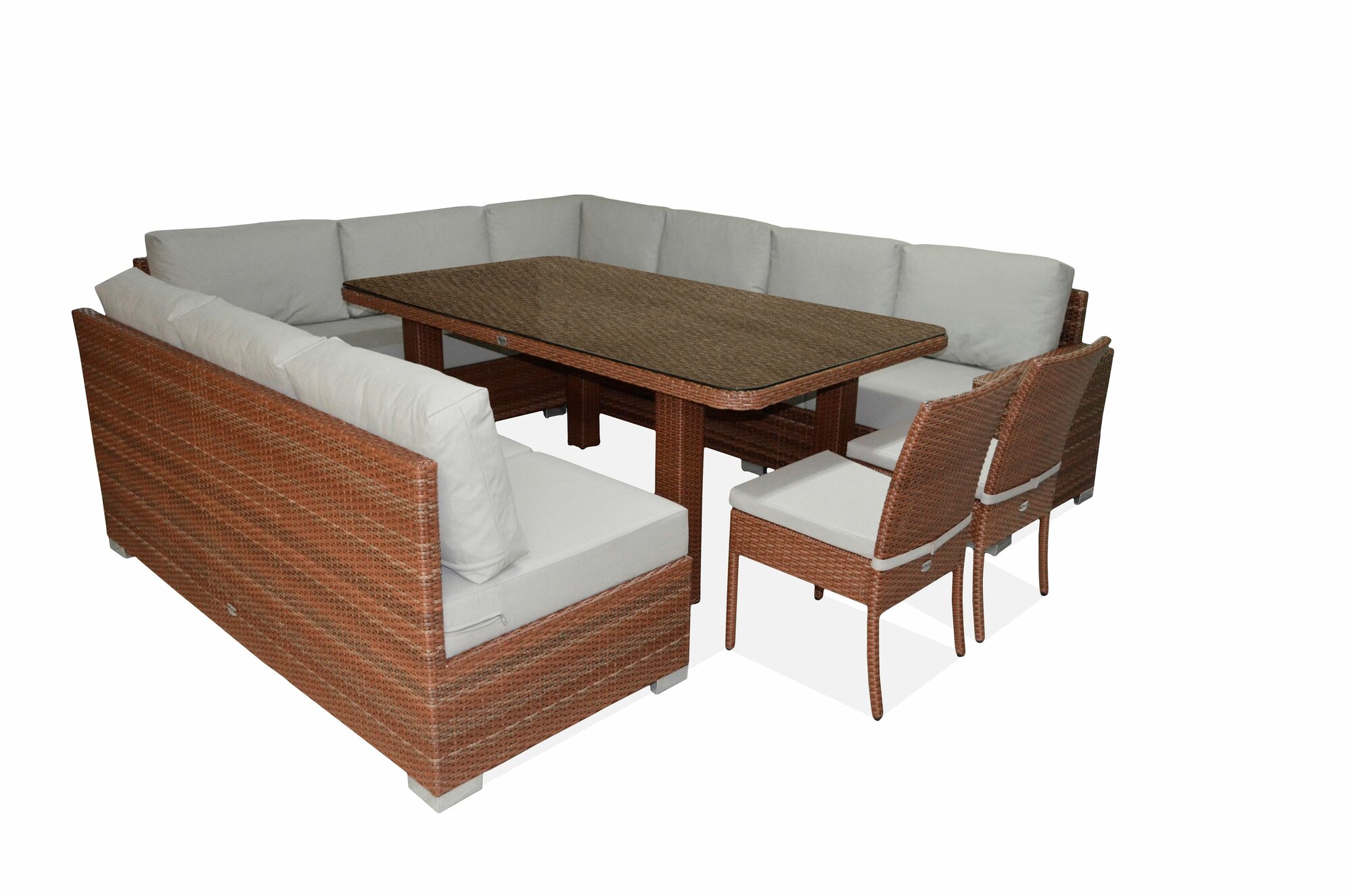 Комплект из искусственного ротанга Чили, цвет коричневый, 11 персон