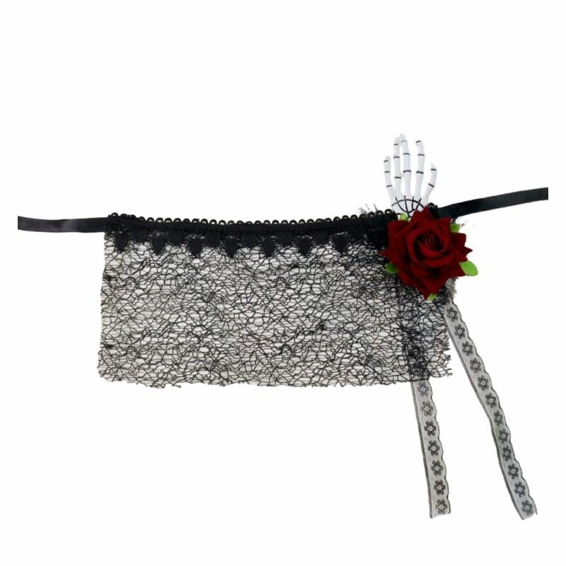 Маска Для Глаз Из Розовой Сетки На Хэллоуин-Рука Скелета