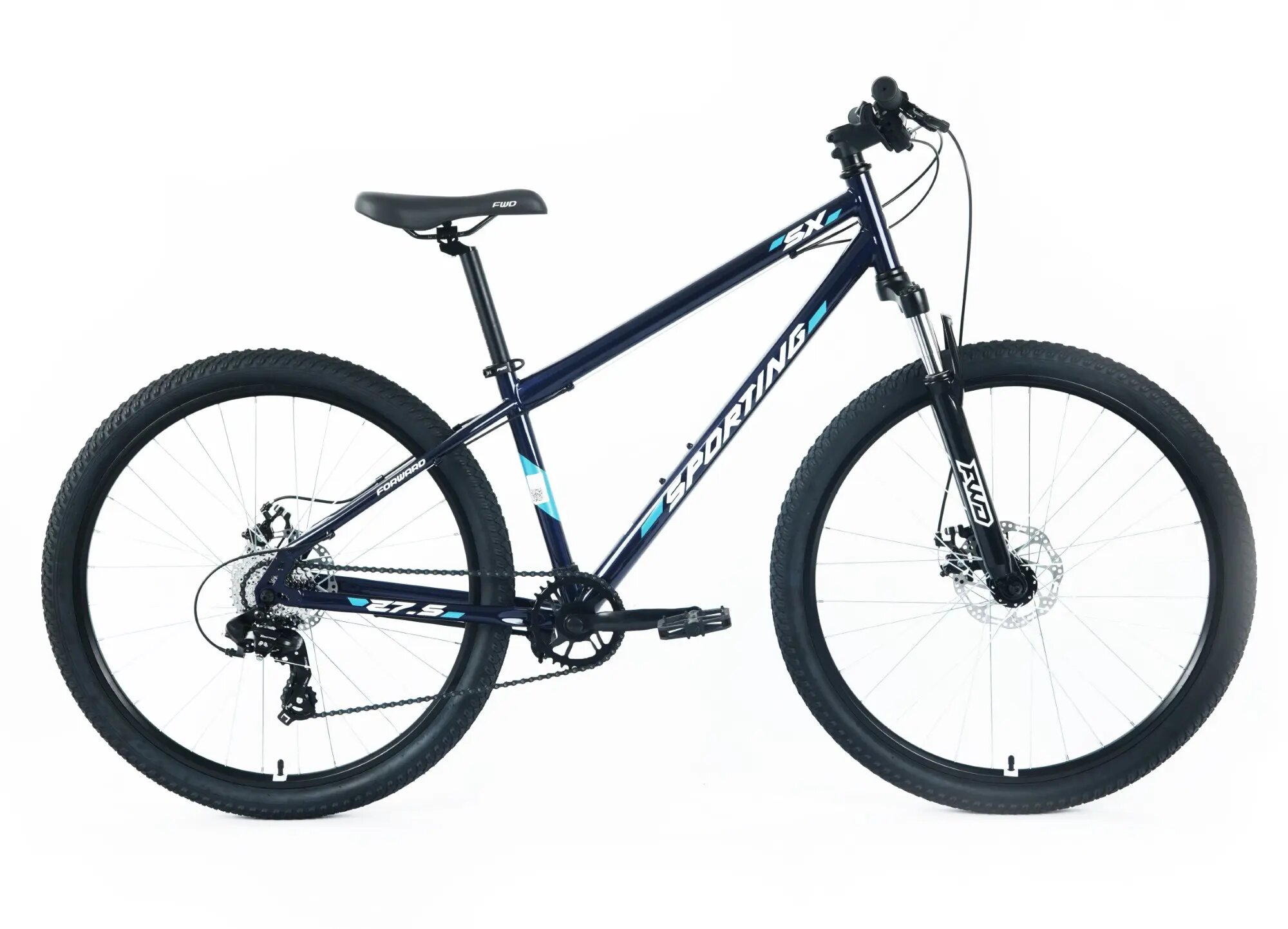 Велосипед FORWARD SPORTING SX 27.5 (8ск, 17") 2025, темно-синий/белый
