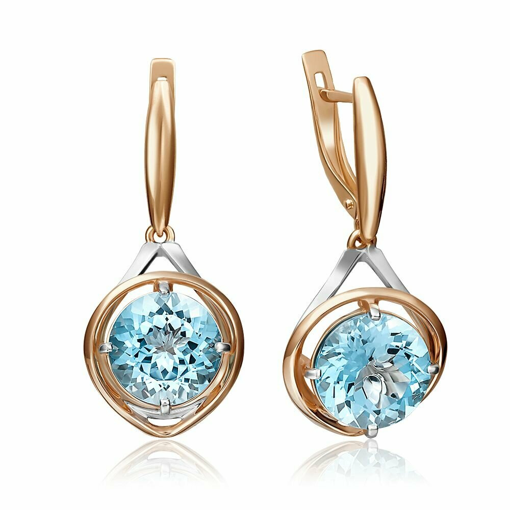 Серьги, красное золото, 585 проба, топаз