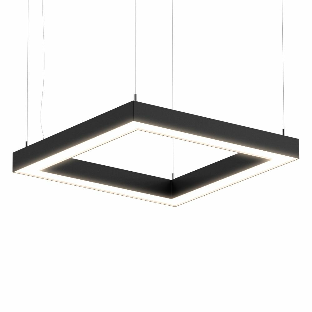 Подвесной квадратный светильник светодиодный Loft черный 72Вт 500х500х50мм 3000К теплый свет