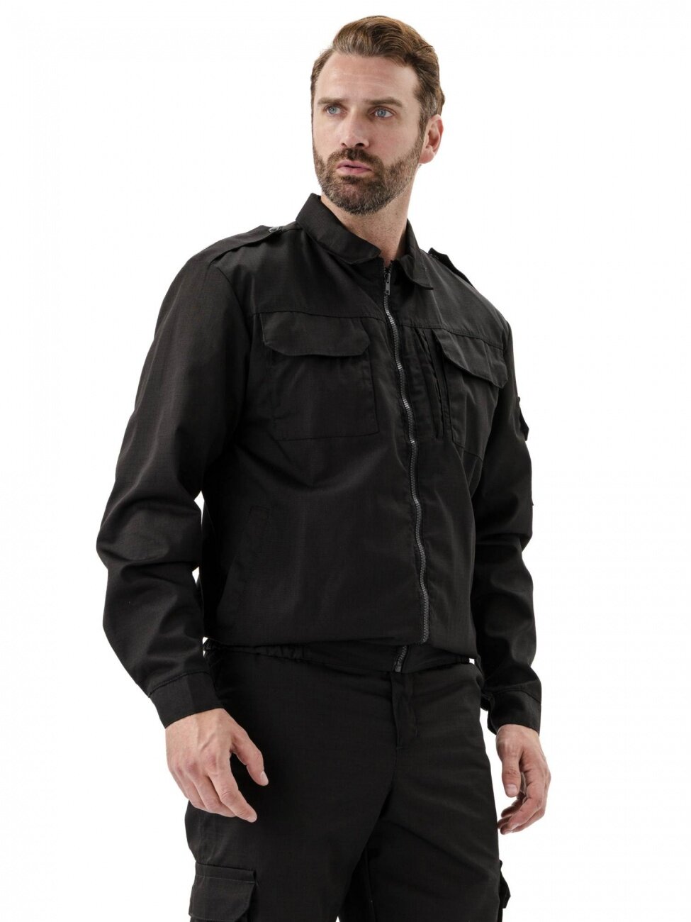 Костюм охранника мужской "Контрол" летний черный тк. Рип-стоп, 64-66, 182-188