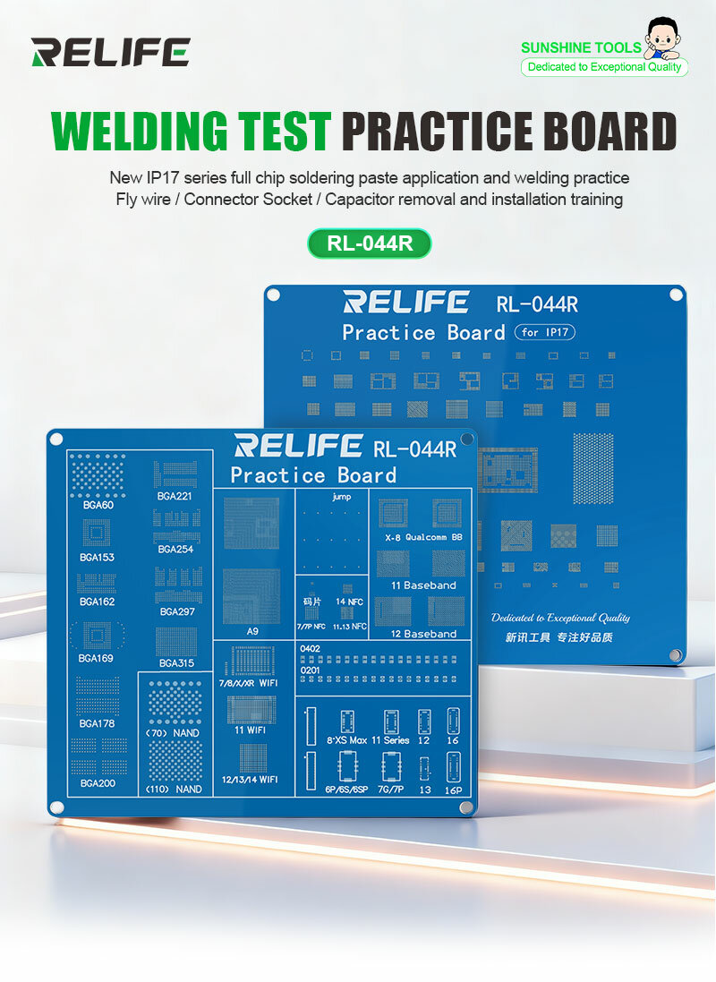 Плата для практики пайки для iPhone 8-17 RELIFE RL-044R, BGA пайка, обучение