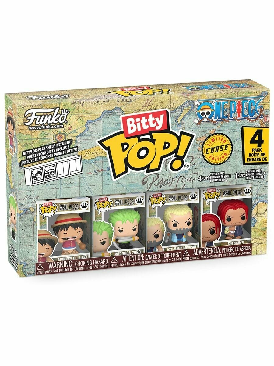 Фигурка Funko Bitty POP! One Piece: Monkey D.Luffy, Roronoa Zoro, Axe-Hand Morgan, Shanks (1 of 4) 4PK