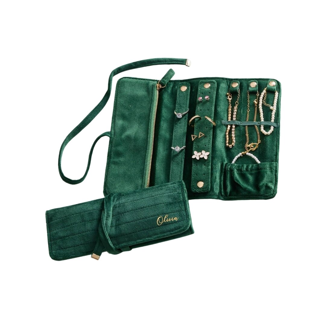 Флокированная Дорожная Сумка Для Хранения Ювелирных Изделий для Ожерелий Серег Колец