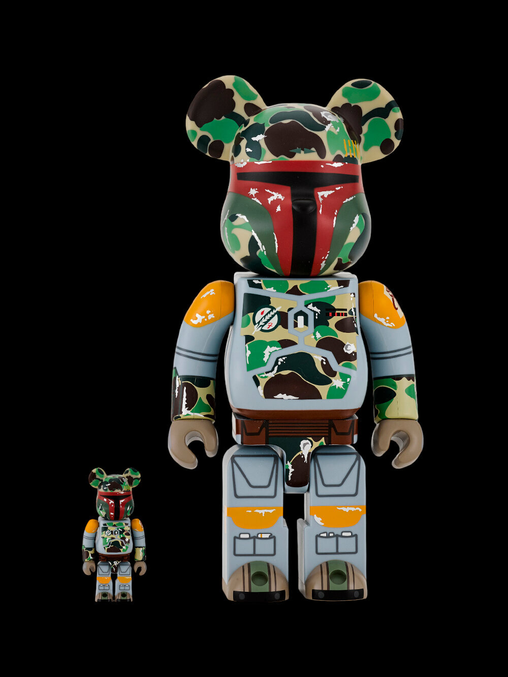 Коллекционная оригинальная фигура Bearbrick BAPE x Star Wars Boba Fett 400% 100% / 28 см высота / ABS пластик