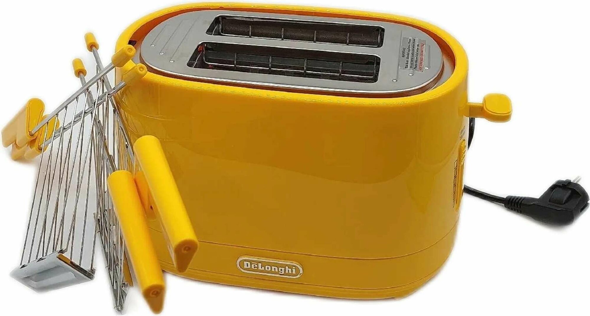 Тостер De'Longhi CTLAP2203 Италия, оригинал 550 Вт, жёлтый, два широких слота, съёмные решётки