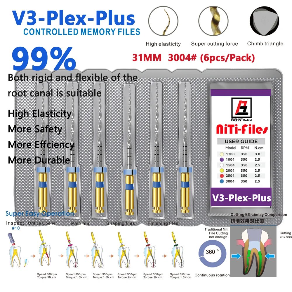 Стоматологические файлы RAISYOU Niti V3-Plex-Plus 31MM 3004
