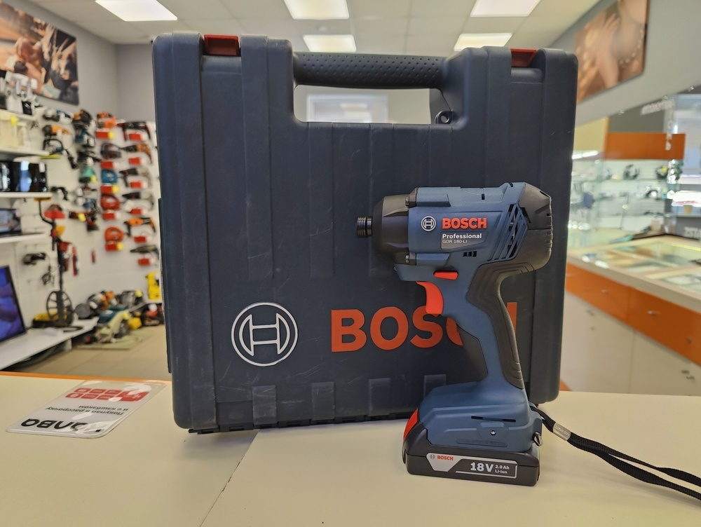 Гайковерт аккумуляторный Bosch GDR 180-LI (06019G5123) 18 В, 2 Ач, кейс, синий