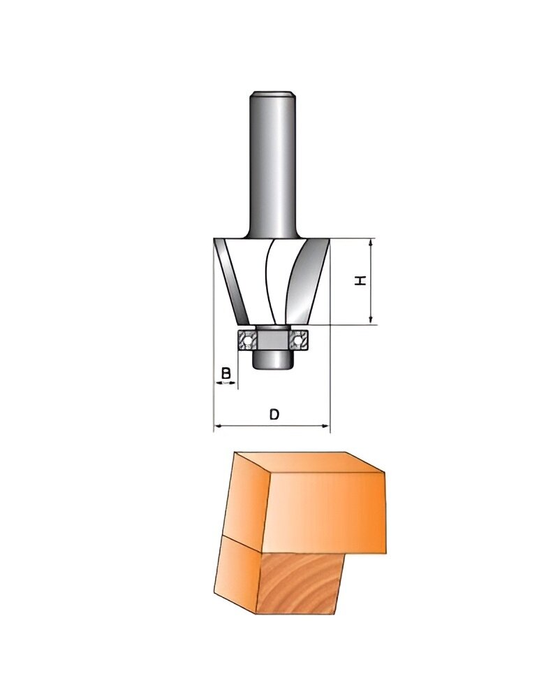 Фреза Globus 1024 15°D24 кромочная конусная с нижним подшипником