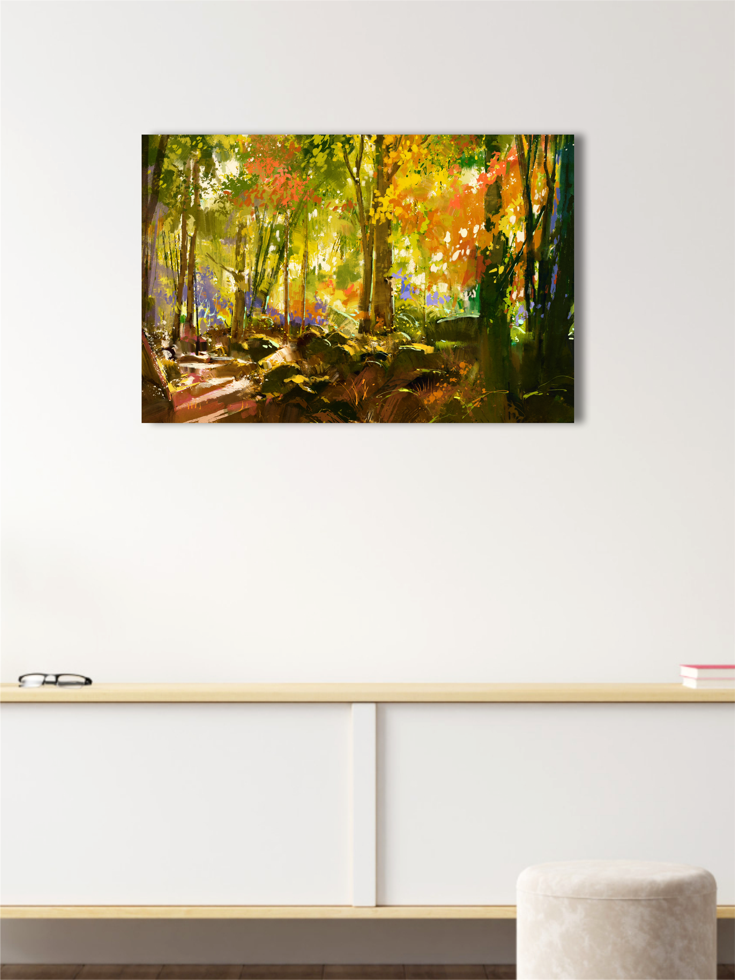 Картина для интерьера на стену пейзаж. Утренний лес 40х60 см на холсте на подрамнике