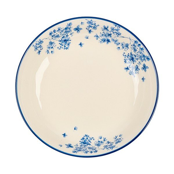 Тарелка глубокая «Фиори», фарфор, 179 мм, цвет слоновая кость, синий (Kunstwerk)