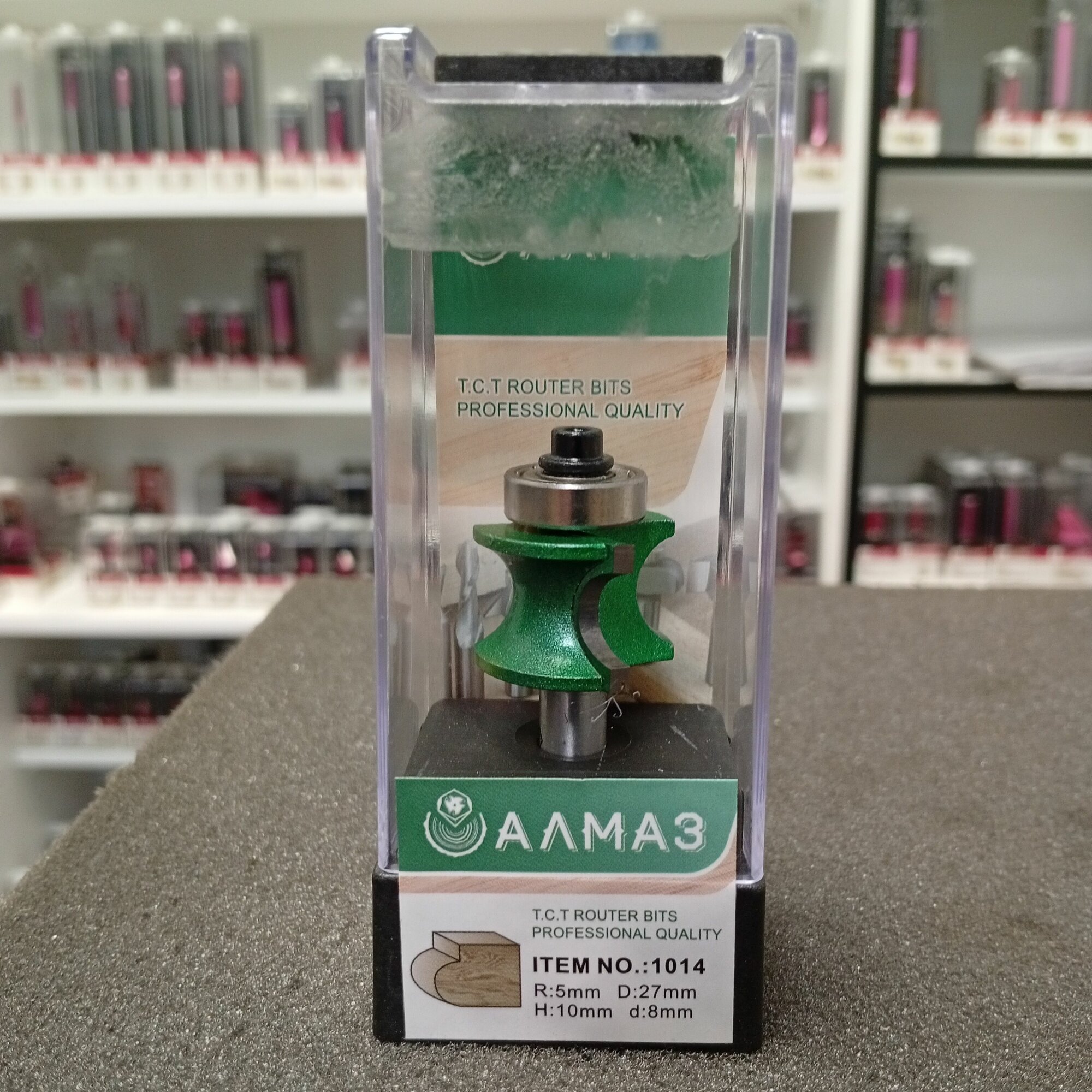 Фреза полустержневая радиус 5 мм алмаз 1014 D:27 mm I:10 mm d:8 mm R:5 mm