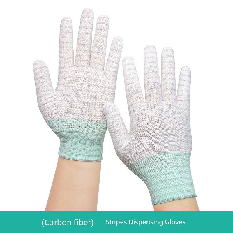 Антистатические перчатки безворсовые с полосой для дозирования, рабочие перчатки, противоскользящие,