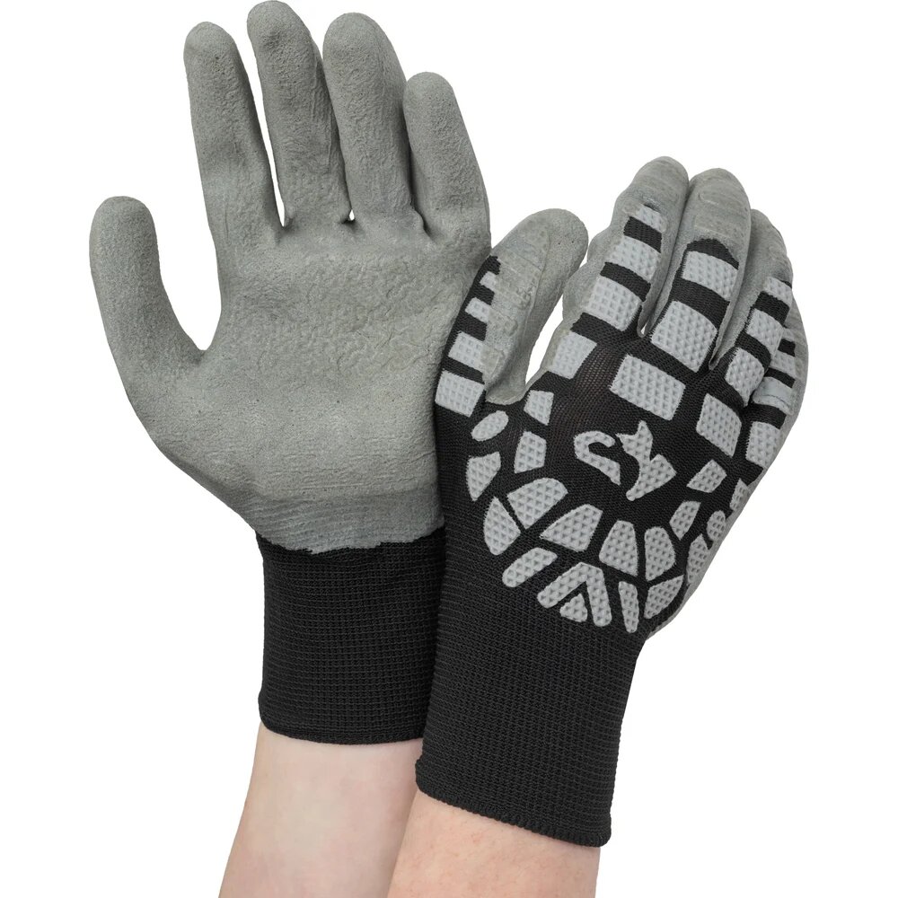 Трикотажные полиэфирные перчатки с покрытием вспененным латексом и антивибрационными накладками Gigant размер 10 GGPL-110