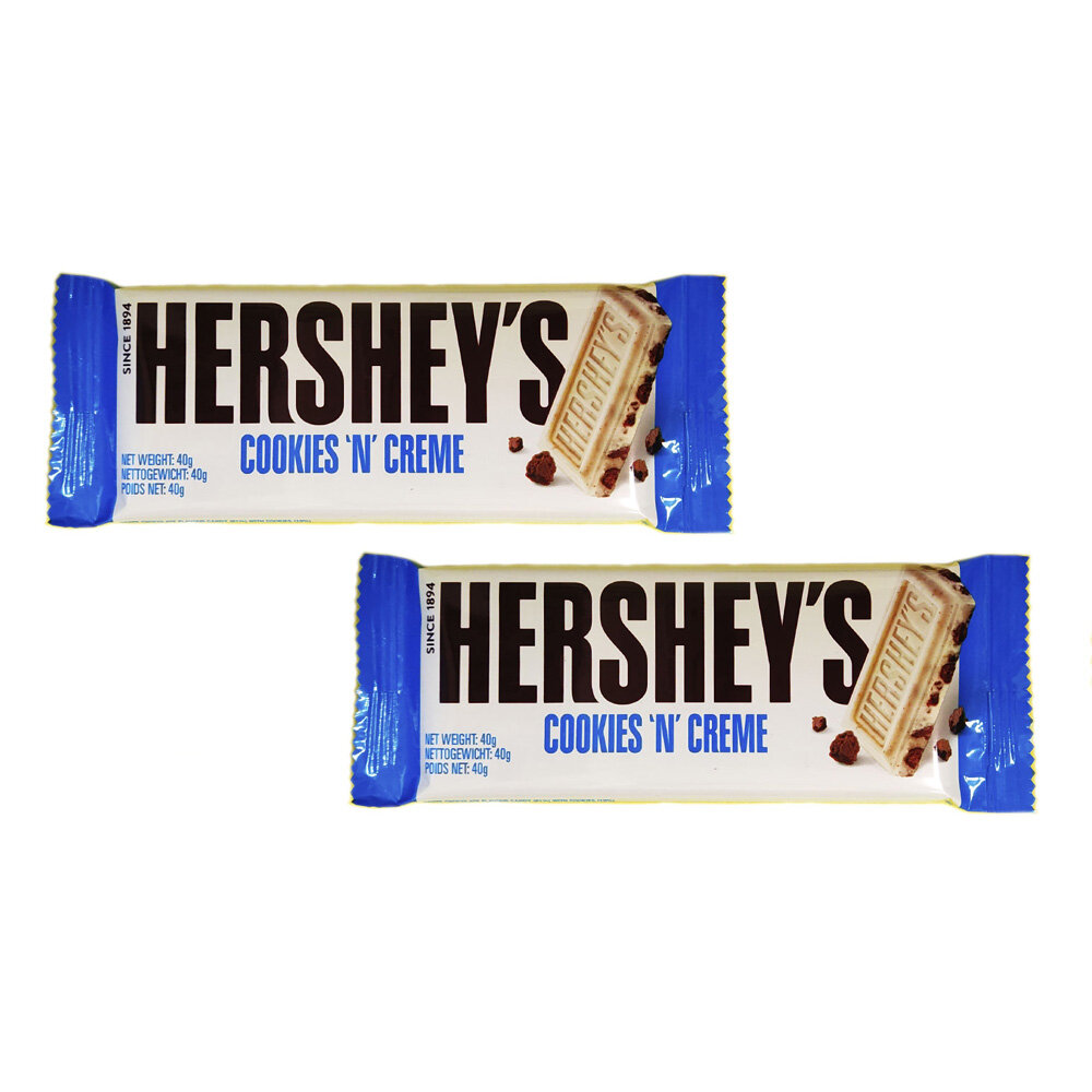 Шоколад Hershey's Cookies 'n' Creme с кусочками печенья и сливочным вкусом (2 шт. по 40 гр.)