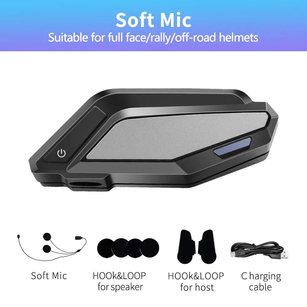 Мотогарнитура Bluetooth 5.3 Soft Mic для шлема