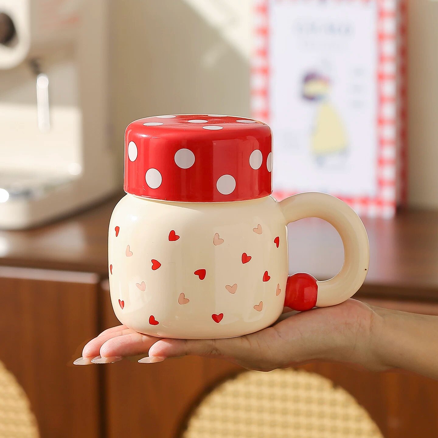 Милая керамическая кружка в форме яблока с крышкой и ложкой, подарок на день рождения, чашка для кофе, чашка для