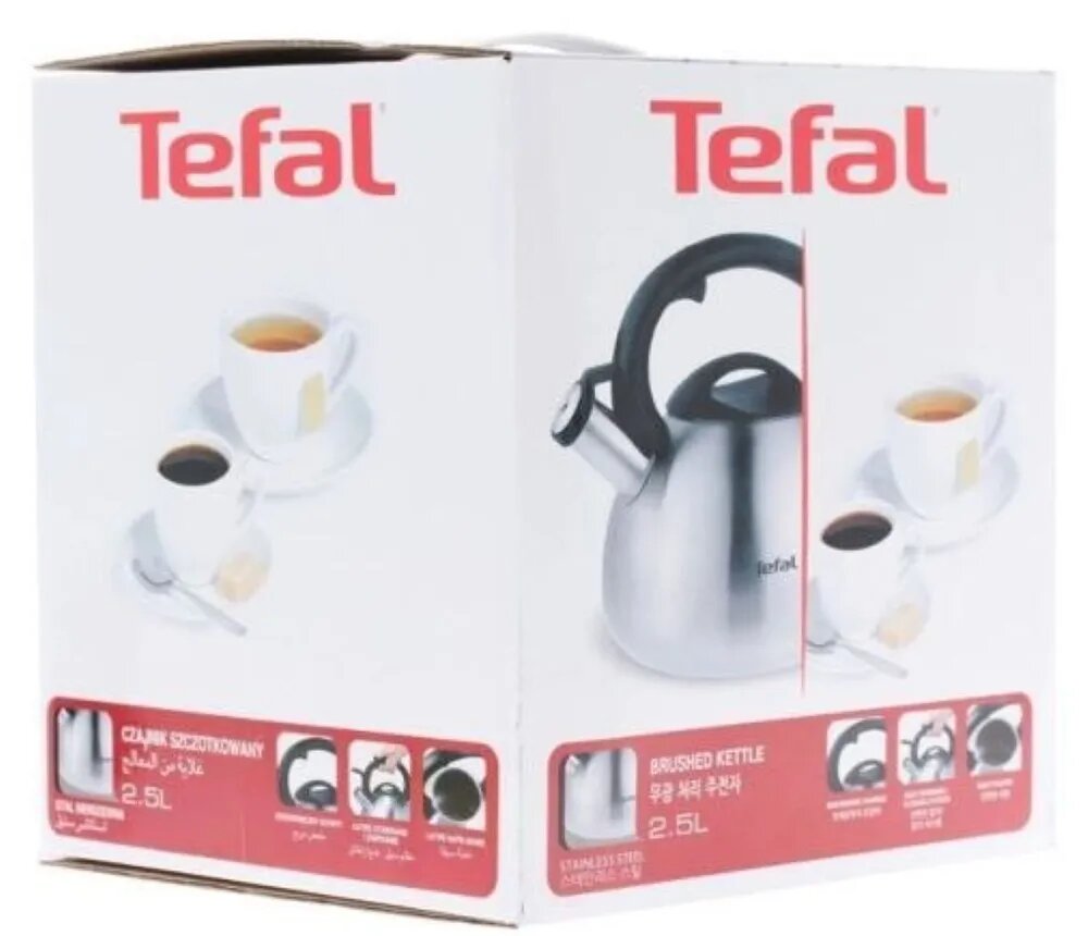 Tefal Чайник для плиты со свистком Kettle 2,5 л, 2.5 л, из нержавеющей стали, черный — фото 1