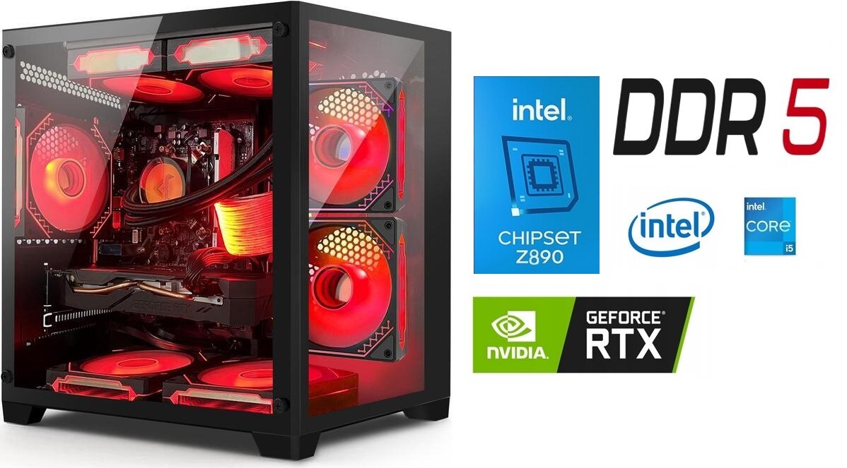Компьютер CyberX - i5225F Z890 D5 Intel Core Ultra 5 225F 2.5 ГГц/DDR5 32 ГБ/SSD 1000ГБ/NVIDIA GeForce RTX 5070 12 ГБ