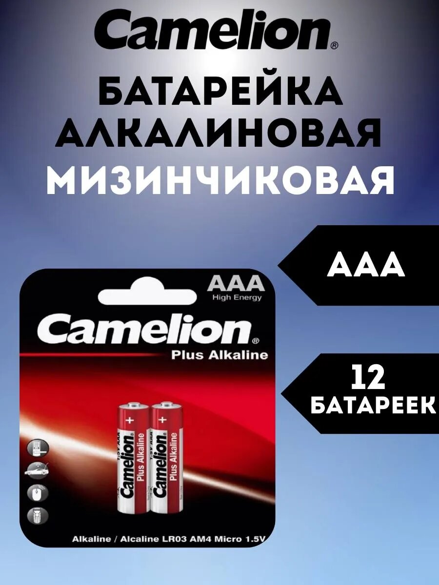 Батарейка мизинчиковая Camelion Plus Alkaline BL4 LR03 12 шт