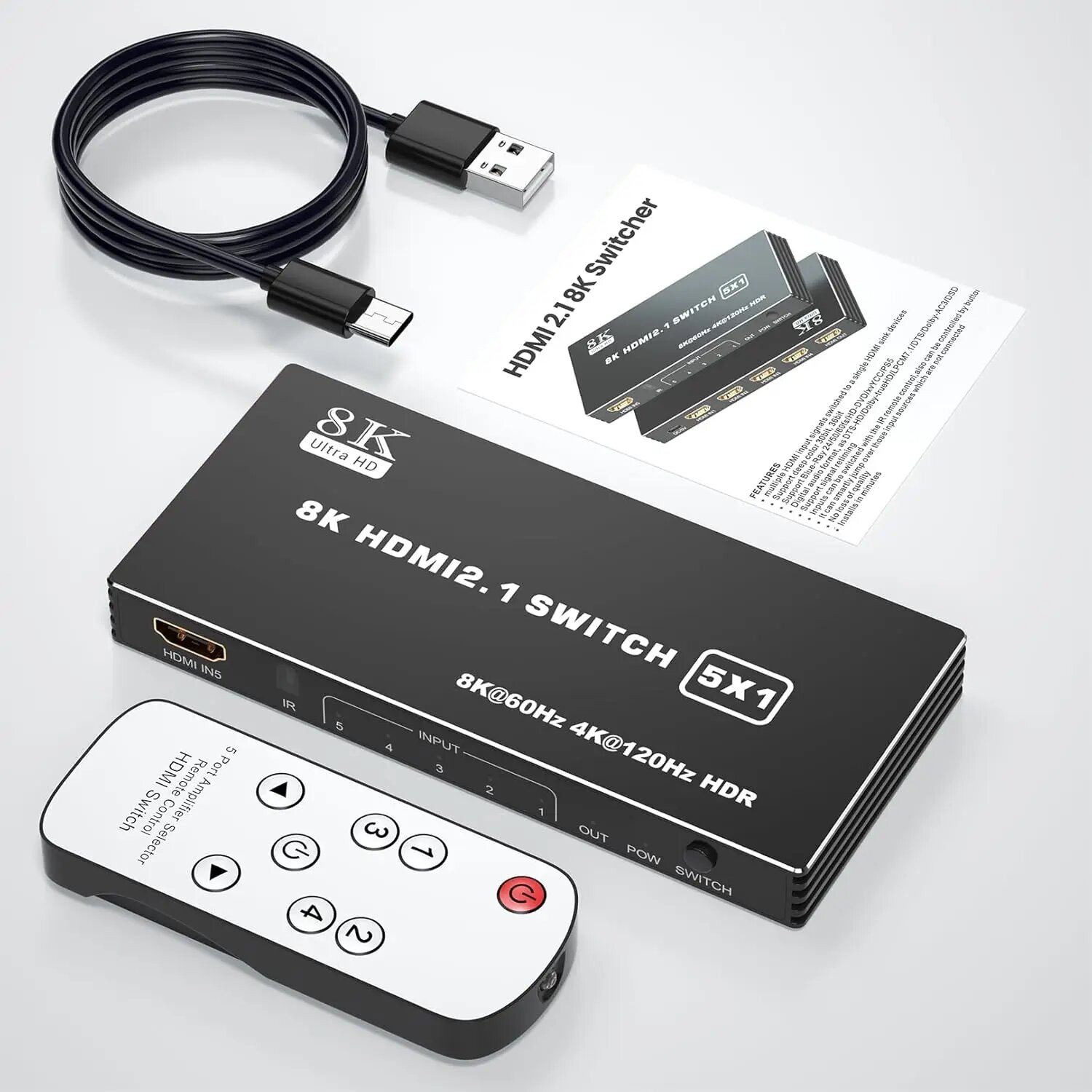 Переключатель HDMI 2.1 8K lieve 5x1