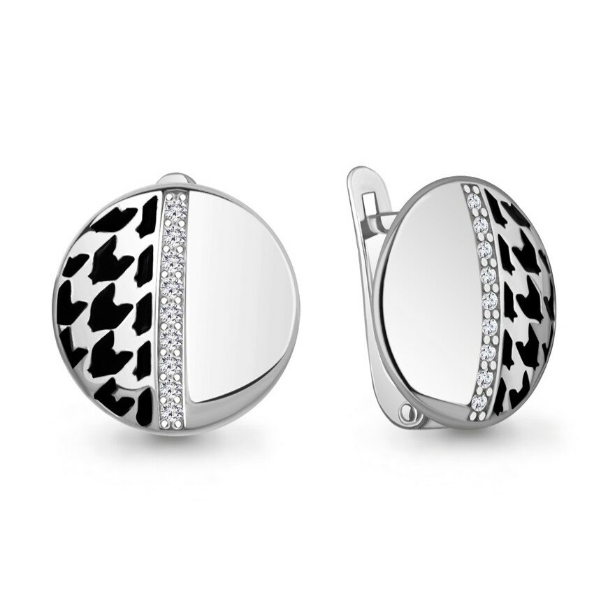 Серьги Яхонт, серебро, 925 проба, эмаль, фианит