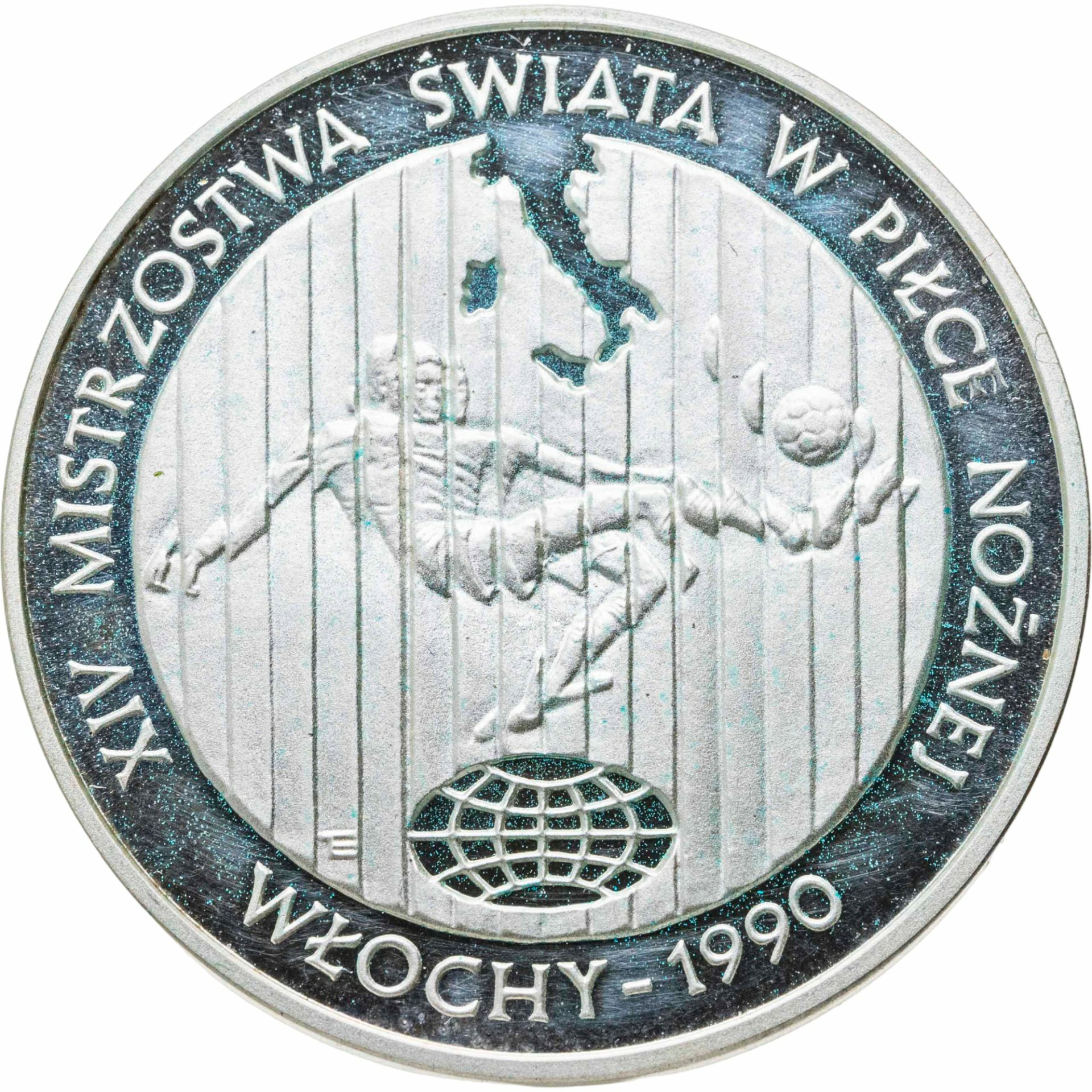 Польша 20000 злотых zlotych 1989 "Чемпионат мира по футболу 1990 - футболист", Серебро 750, в сохранности Proof