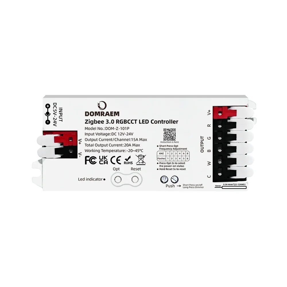 DOMRAEM Zigbee 3.0 Smart 5 в 1 RGBCCWT LED контроллер ZIGBEE3.0 RGBCCT