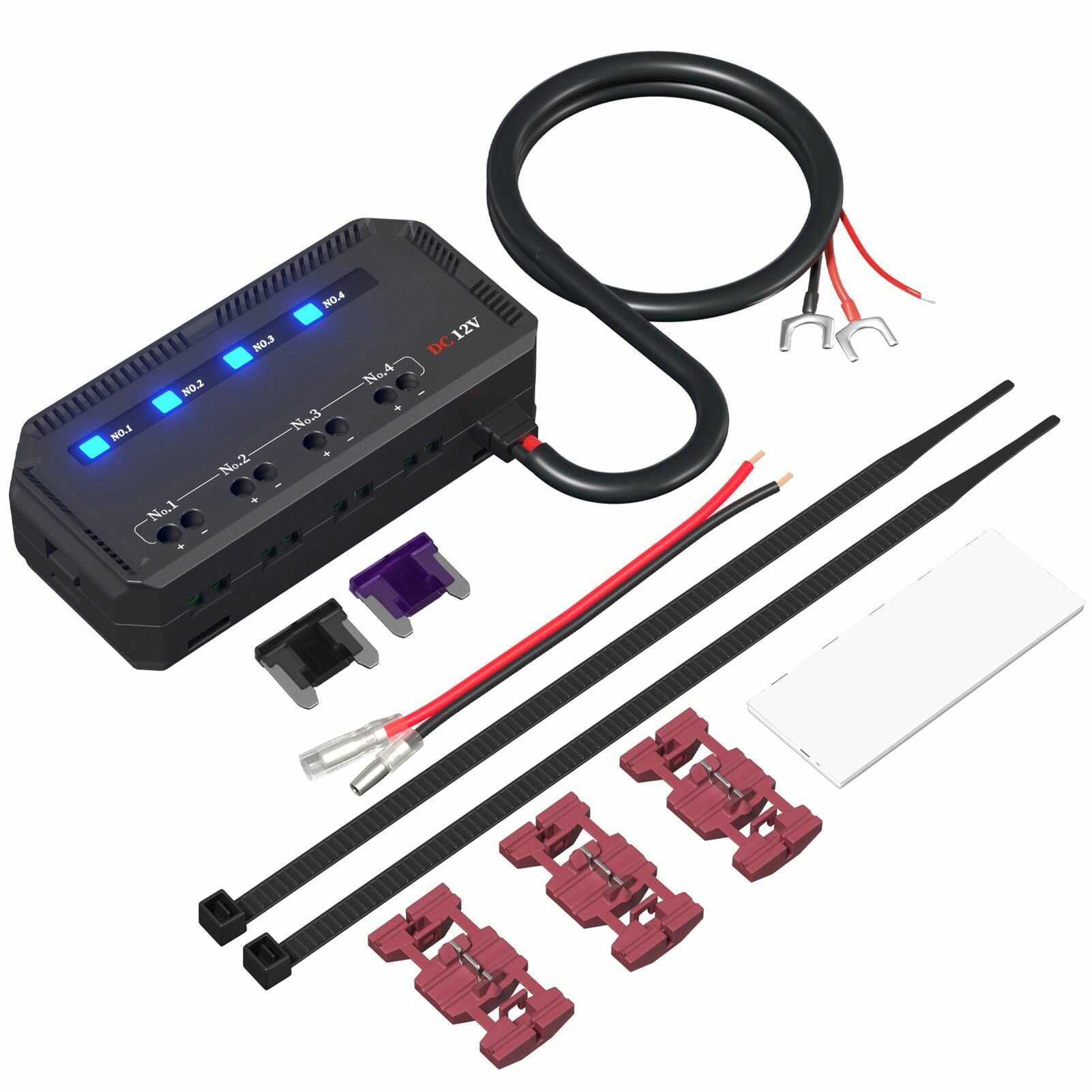 Блок предохранителей 4 цепи со светодиодным индикатором 12В для авто и грузовиков