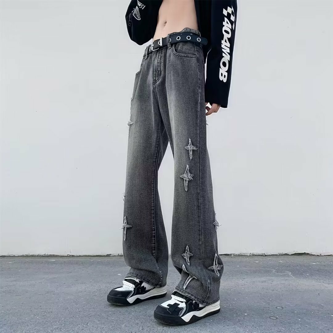 JYL Джинсы Мужские Прямые Ins Хип-Хоп Осенние Американские Страненные Широкие Деним, Размер_2XL(34)