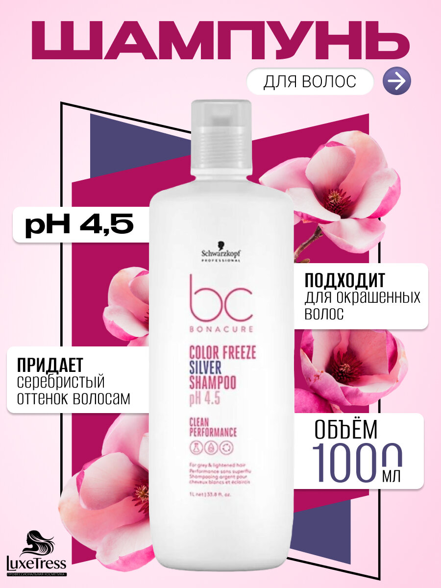 Schwarzkopf Professional Bonacure Color Freeze Silver Нейтрализующий шампунь 1000 мл