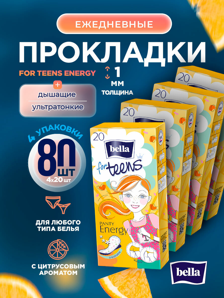 Ежедневные прокладки для подростков BELLA тонкие Набор 20шт*4уп