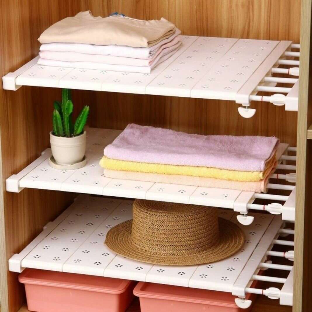 Регулируемая раздвижная (от 30 до 40 см.) полка в шкаф, под раковину, для ванной