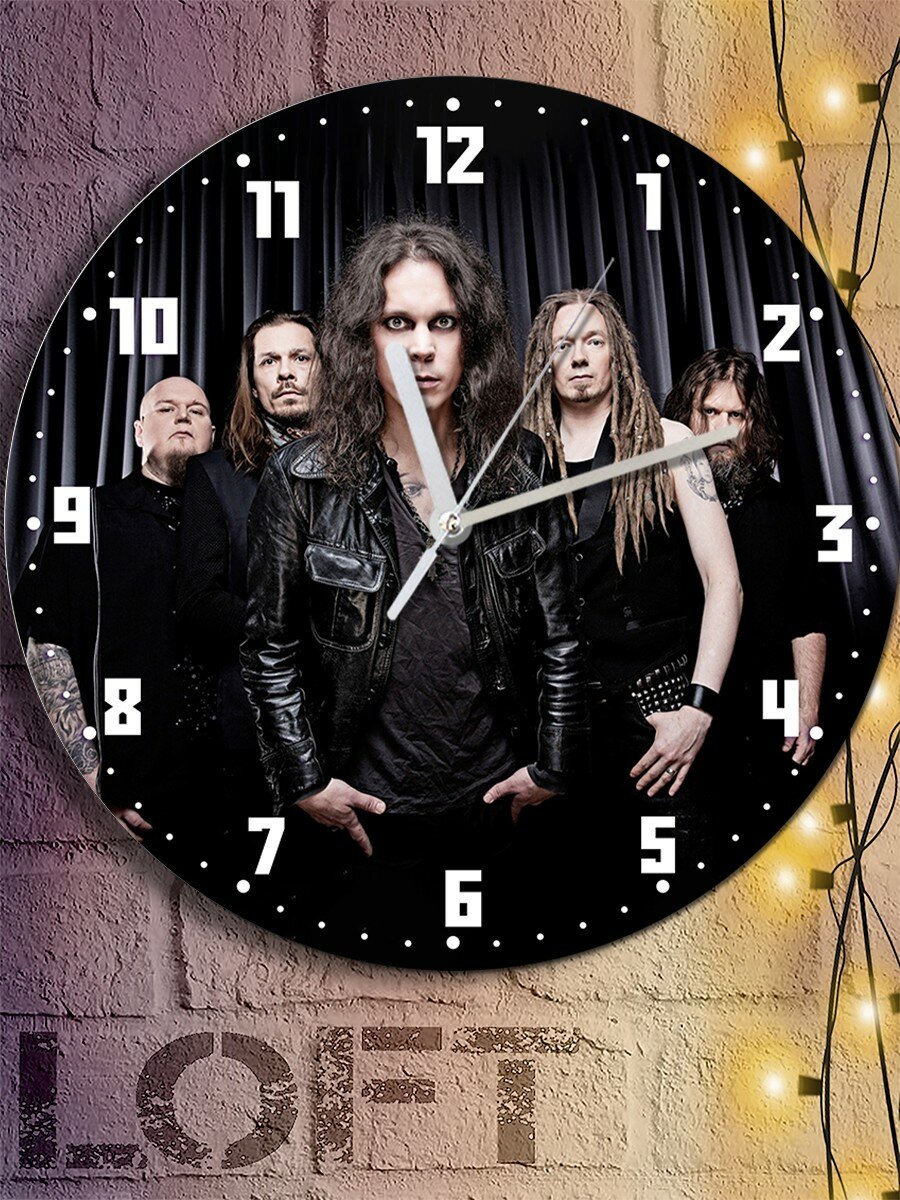 Настенные часы УФ с принтом музыка HIM (Хим, Вилле Вало, лав метал, рок) - 7574