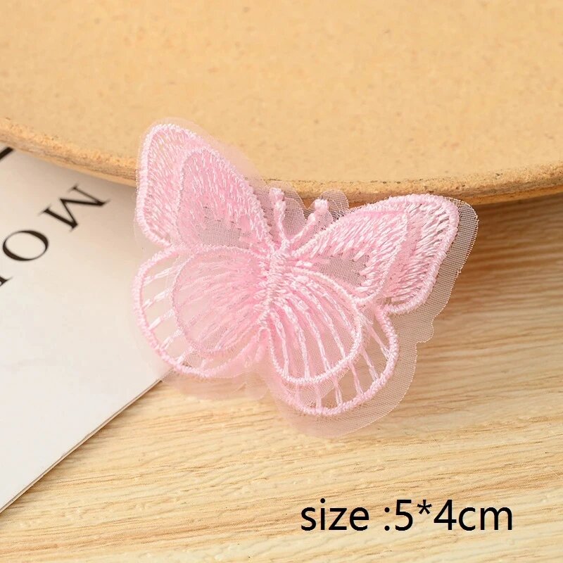 10 шт. 5*4 см двухслойные сетчатые кружевные нашивки-бабочки, аппликации для одежды, швейные принадлежности, заколки для волос «сделай сам», аксессуары