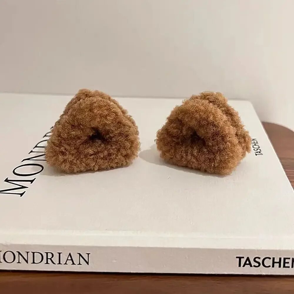 Бежевые зажимы для волос в форме кошачьих ушек, coffee-5.3cm