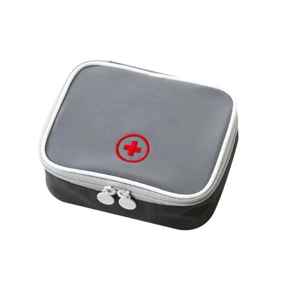 Розовая/серая мини-портативная маленькая бытовая аптечка – дорожная сумка для хранения неотложной медицинской помощи и органайзер