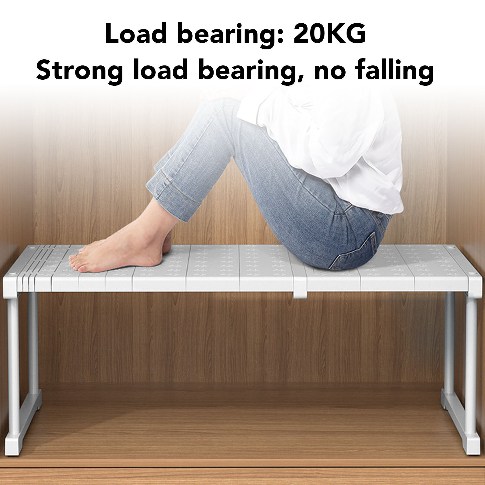 Расширяемая полка для шкафа из углеродистой стали, ABS, PP, полка для хранения в шкафу, органайзер для шкафа, стойка для кухонного шкафа под раковиной от 27 до 38 см/от 10,6 до 15,0 дюймов