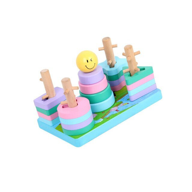 Монтессори Дерево Геометрическая форма Выровнение головоломки Математические кирпичи Детский сад Учебные образовательные игры Детские детские игрушки Цвета и формы для детей ()